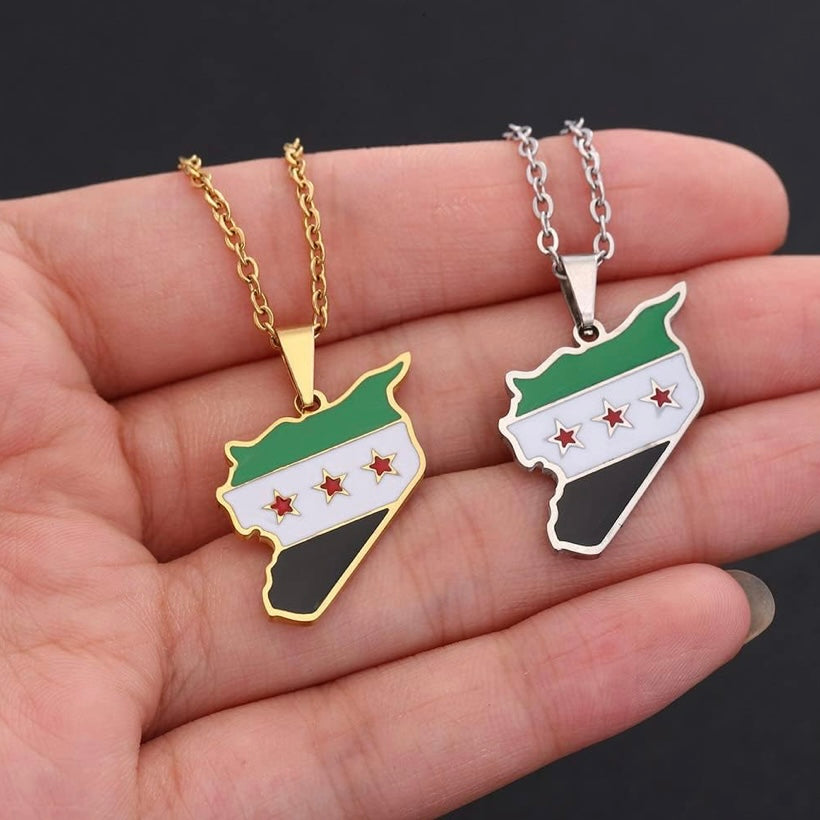 Syria Flag Necklace – Elaf Jewelry