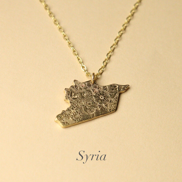 Syria Map Necklace (2 sides) – Elaf Jewelry